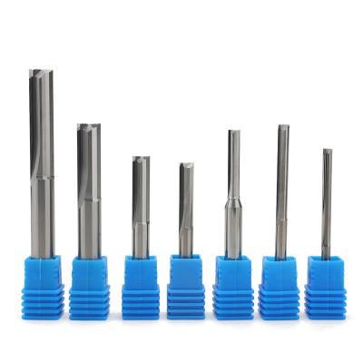 China Carbide Straight Slot 3.175mm Double Edge Straight Groove Fresas Para Madera Cnc Two Straight End Mill Router Straight Bit for sale