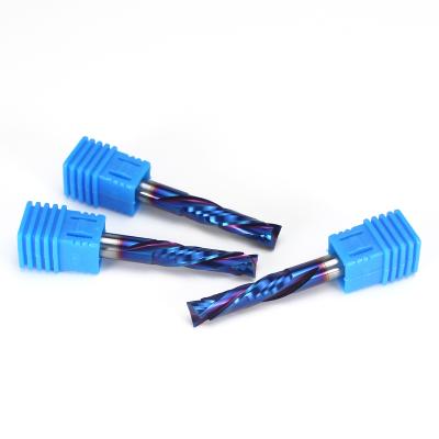 Cina Cnc 4mm 6mm Due flauti spirale su e giù di compressione Molio di fine per legno 1/4 Carbide Cutter Molio di fine 2f 3/8 Compressione Router Bit in vendita