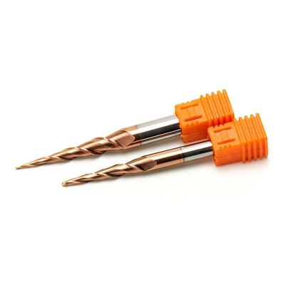 China CNC Router Bits HRC55 R0.5*D4*15*50L*2F Tapered Ball Nose End Mill Engraving Grinding Bit 3D Woodworking Milling Cutter Tool for sale