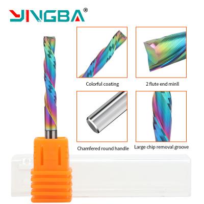 China YINGBA Endmill Carbide Hrc55 2 Flute Down Cut Spiral End Mill Custom Cutting Tool Cnc End Mill Cnc End Mill Router Bits for Wood for sale