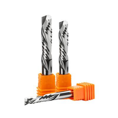 China Carbide Cnc 1/8 1/4 3/8 Compression Spiral Router Bit for Wood 8mm Cut Compression Bit Cnc Cutter up Down Compression End Mill for sale