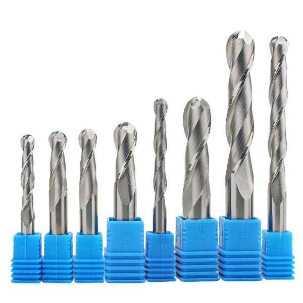 Quality YingBa Two Flute Spiral Ball Head Milling Cutter Woodworking Bit Carbide Round Nose Ball Nose End Mill for Wood Carving for sale