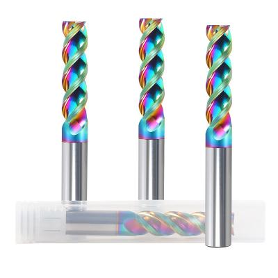 China 65 Degree U-shaped groove Aluminum Milling Cutter 3-edge DlC Colorful Coating Tungsten Steel Milling Cutter for Aluminum Milling for sale