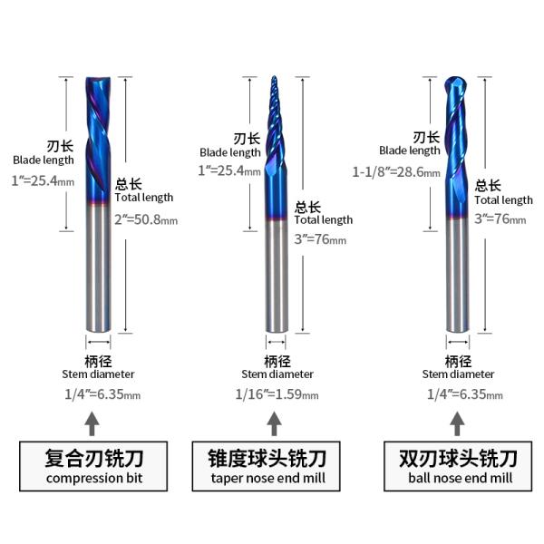 Quality YingBa OEM 10pcs/set Carbide Inch Size Freze Milling Cutter Wood Working CNC for sale