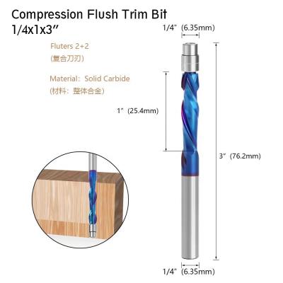 Cina Bit di router in legno di carburo personalizzato Inch Up Cut Flush Trim Router Bit 65HRC in vendita