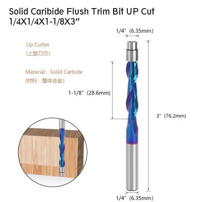 Cina Bit di router in legno di carburo personalizzato Inch Up Cut Flush Trim Router Bit 65HRC in vendita