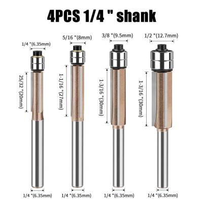 Cina Frese per fresatura CNC da 6 mm con gambo da 1/4, cuscinetti doppi, utensili da taglio per la lavorazione del legno in vendita