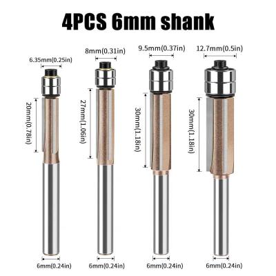 Cina Frese per fresatura CNC da 6 mm con gambo da 1/4, cuscinetti doppi, utensili da taglio per la lavorazione del legno in vendita