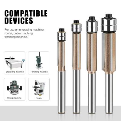 Cina Frese per fresatura CNC da 6 mm con gambo da 1/4, cuscinetti doppi, utensili da taglio per la lavorazione del legno in vendita