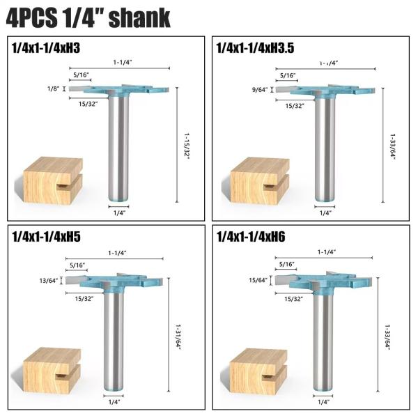 Quality 4 Blade Cnc Engraving Bits T Type Slot Bit Milling Cutter 6mm 1/4 Shank Cleaning for sale