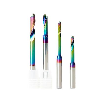 China Wholesale Price Colorful Coated Profiling  Single Flute Spiral Drill Bit Tungsten Carbide End Mill Cutting Tools  for Aluminum for sale