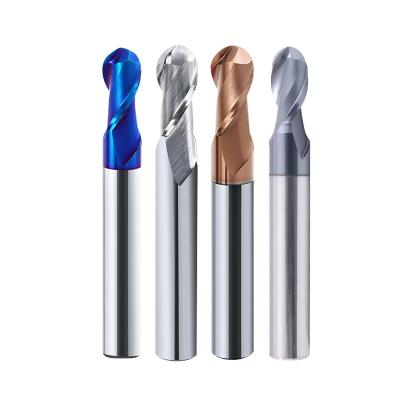 중국 텅스텐 스틸 HRC60 높은 Mcd 공 끝 밀링 이중 나선 구간 DLC 코팅 공 머리 CNC 기계에 대한 금속 밀링 커터 판매용