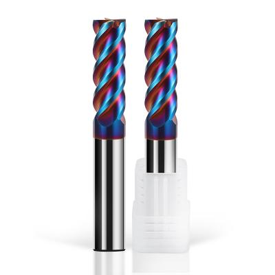 Cina YINGBA Utensile da taglio personalizzato Rivestimento Nano Blu 4 Scanalature Hrc65 Frese a Candela in Carburo per Acciaio Inossidabile in vendita