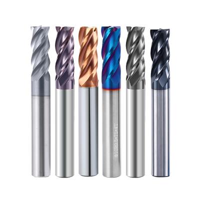 China Manufacturer 3Flute 4 Flute Solid Carbide Metal End Mill  Extended Coating HRC55 65 CNC CNC Milling Cutter for Metal Processing for sale