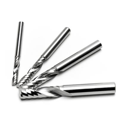 China Manufacturer High Quality CNC Router Wood Bits Engraving Cutter Tool PVC Acrylic Single Flute Spiral Carbide Wood Cutter EndMill for sale