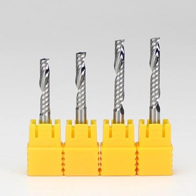 China Cheap Price 3.175/4/6/8  Carbide  Single Edge Milling Cutter for Wood  Acrylic MDF Cutting One Tooth Spiral End Mill for sale