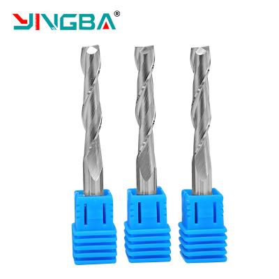 Cina YINGBA prezzo all'ingrosso Carburo solido 2 flauti tagliatore di fresatura a spirale Cnc pezzi di legno attrezzi di taglio in alto router pezzi di fine mulino in vendita