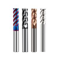 China YINGBA  Manufacturer Blue Nano DLC Color Coating 4 Flutes Cutting Tool  Hrc65 Carbide Flat End Mill Tools for Stainless Steel for sale