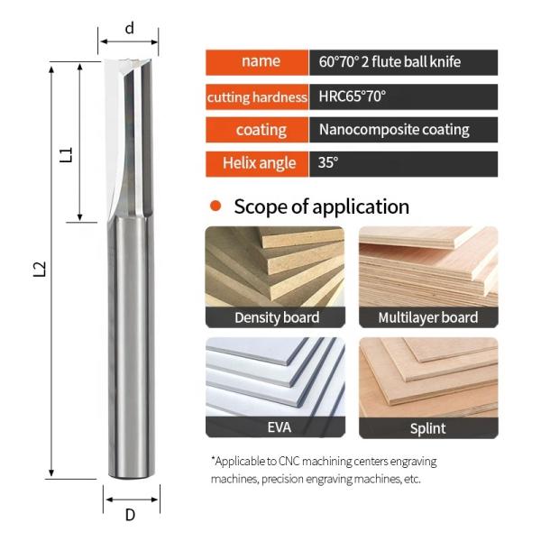 Quality Yingba 2Flutes Straight groove End Mill for Wood Cnc Router Bit Tungsten Steel for sale