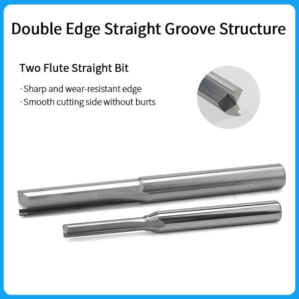 Quality Carbide 2Flute Straight End Mill 6mm 8mm Shank Woodworking Cutting Slot Bit for sale