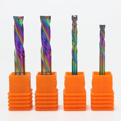 Cina Produttore Vendita Calda HRC 60 DLC Rivestimento Up&Down Cut Bit Bit di Compressione Fresa a Spirale in Carburo 4mm Frese Cnc Legno in vendita