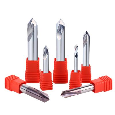 Cina Produttore HRC55 90 Grado 4Flute Carbide Drill per Cnc 2 Cnc Chamfer End Mill Tools With Coated Center Point Drill Bit per Cn in vendita