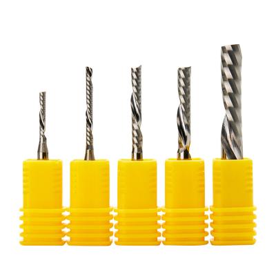 China 3.175mm Solid Carbide Single O Flute Downcut Spiral Endmill 1F Milling Cutter for Acrylic MDF Aluminum Wood Down-Cut Router for sale