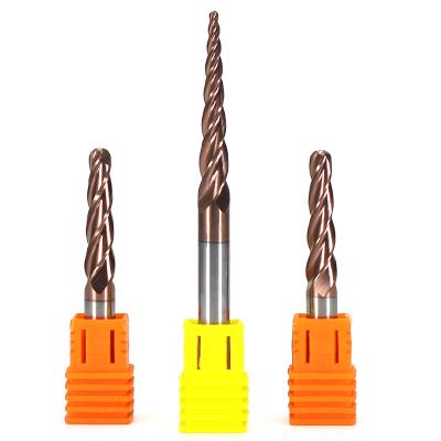 China HRC55 Solid Carbide Taper Ball Nose End Mill 6mm Taper Ball Nose Endmill for Aluminum Customizable OEM Hot Product for sale