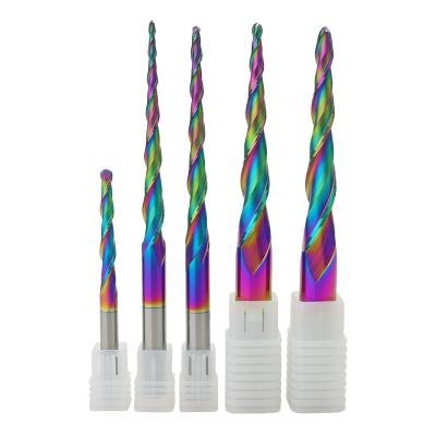 Cina Punte per trapano per incisione personalizzabili 2 taglienti HRC55 Naso a sfera DLC Fresa conica in vendita