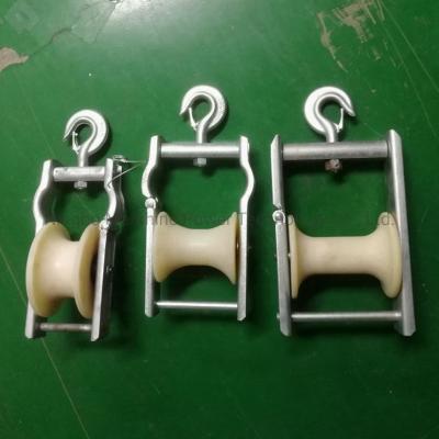 China Aluminum Nylon Sheave Roller Bunch Conductor Stringing Pulley Block for sale