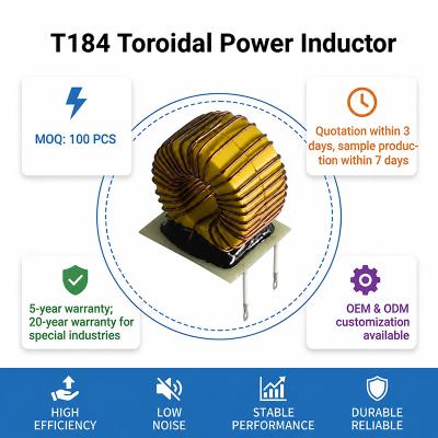 China T184 Pure Copper Iron Powder PFC Inductor Low DCR High Efficiency Design for sale