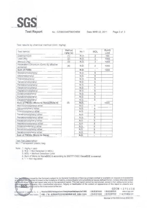 SGS test report - YIFENG PACKAGING PRODUCTS LIMITED