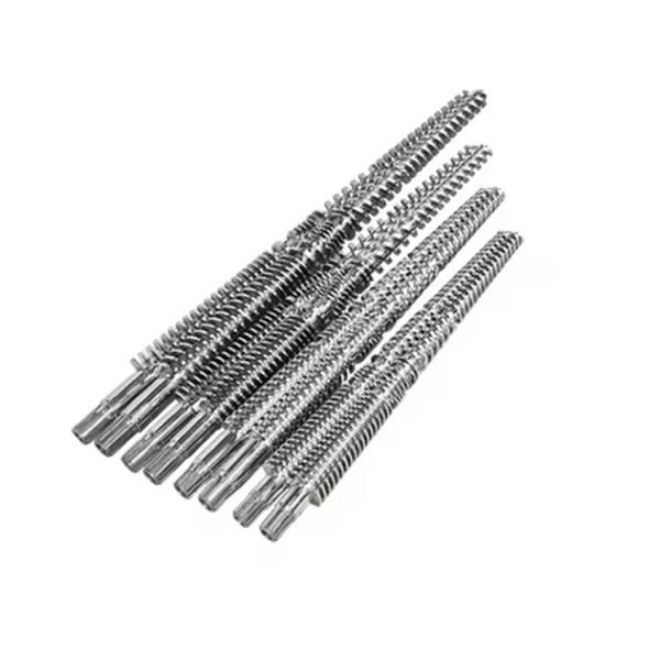 Plastic Extruder Conic Twin Screw And Barrel  / Bi-metal Screw And Barrel For Double Twin Screw Extruders