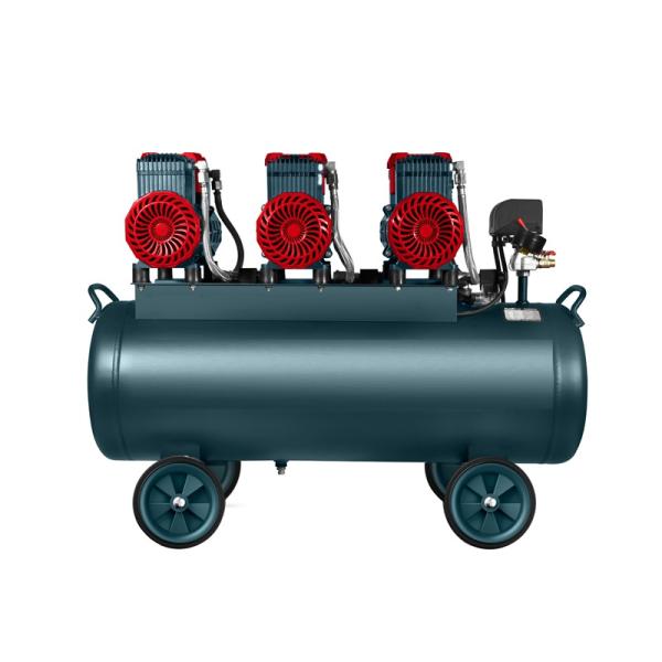 Quality Oil Free Piston Air Pressure Machine 1100W*3 280*700 Tank Silent High Airflow 90L/min for Factory Use for sale
