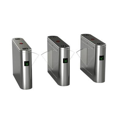 China Stainless Steel Flap Barrier Gate with Fingerprint Scanner and Alarm Photocell for Metro and Stadium Access Control for sale