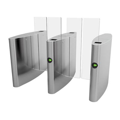 China Optical Glass Panel 304 Stainless Steel Cabinet Half Height Sliding Turnstile with Anti-Rushing Function for Access Control for sale
