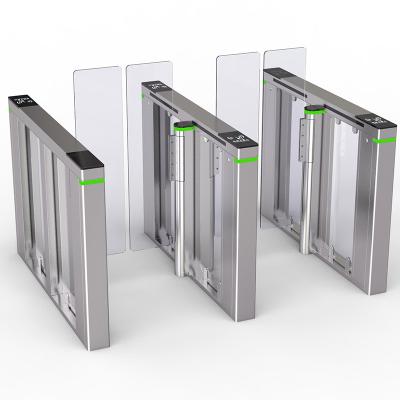China RBG Warning Light Swing Barrier Gate High Speed 304 Stainless Steel Square Cabinet for sale