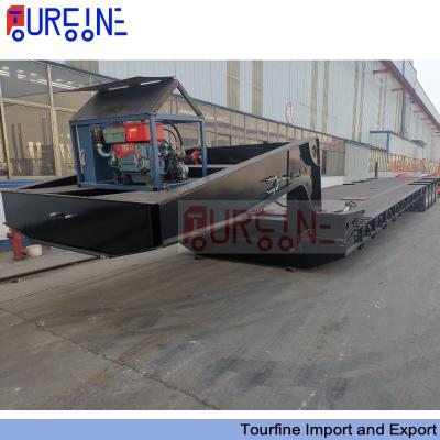 China 100 Ton Detachable Gooseneck Lowboy Trailer 4 Axle for Oversized Equipment Transport for sale