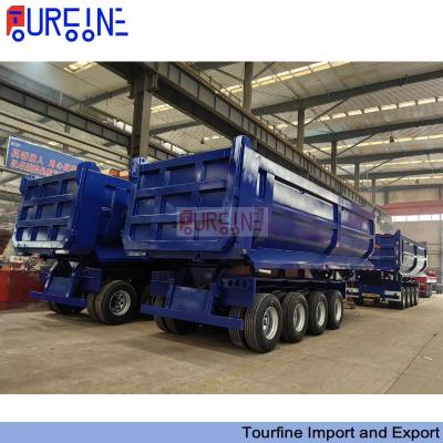 China 80 Ton 4 Axle Dump Semi Trailer with Hydraulic Front Tipping System for sale