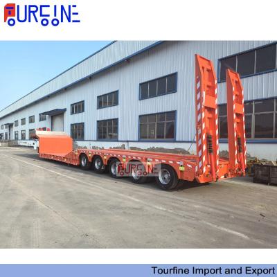 China 5 Axle 80 Ton Low Bed Semi Trailer With Reinforced Steel Frame For Heavy Equipment Transport for sale