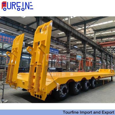 China 4 Axle 120 Ton Low Bed Semi Trailer With Hydraulic Ramp And Reinforced Frame for sale