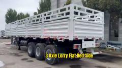 3 axle lorry flat bed side wall trailer
