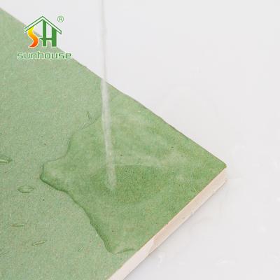 China 9.5mm Lightweight Moisture Resistant Gypsum Board 1220×2440mm Water-Resistant Plasterboard for sale