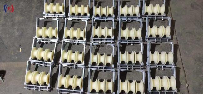 Three Nylon Sheaves Overhead Line Conductor Stringing Blocks Stringing Of Transmission Line 0