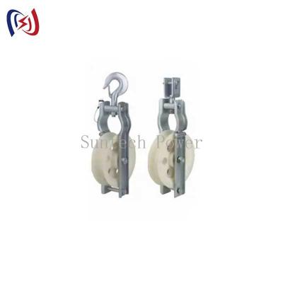 China Single Sheave Stringing Block with 200mm Sheave Diameter 5kn-150kn Rate Load and One Year Lifetime for Power Line Construction for sale