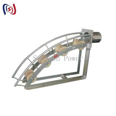 China Multi-Sheave Cable Pulley with 450mm Bend Radius MC Nylon Wheels and Lockable Positioning for Large Cable Protection for sale