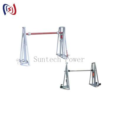 China Galvanized Cable Reel Stand 50-300KN Load 2400-5000mm Conductor Drum Stand for sale