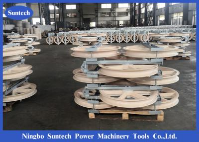 China Overhead Power Line Triple Aluminum Wheel Conductor Stringing Blocks for sale