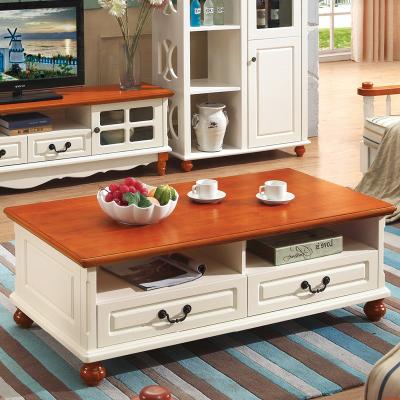 China American Countryside Style Wooden Drawers SquareTea Coffee Table for sale
