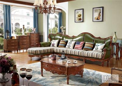 China Classic Wood Frame Fabric Antiqued Leather Sofa for sale